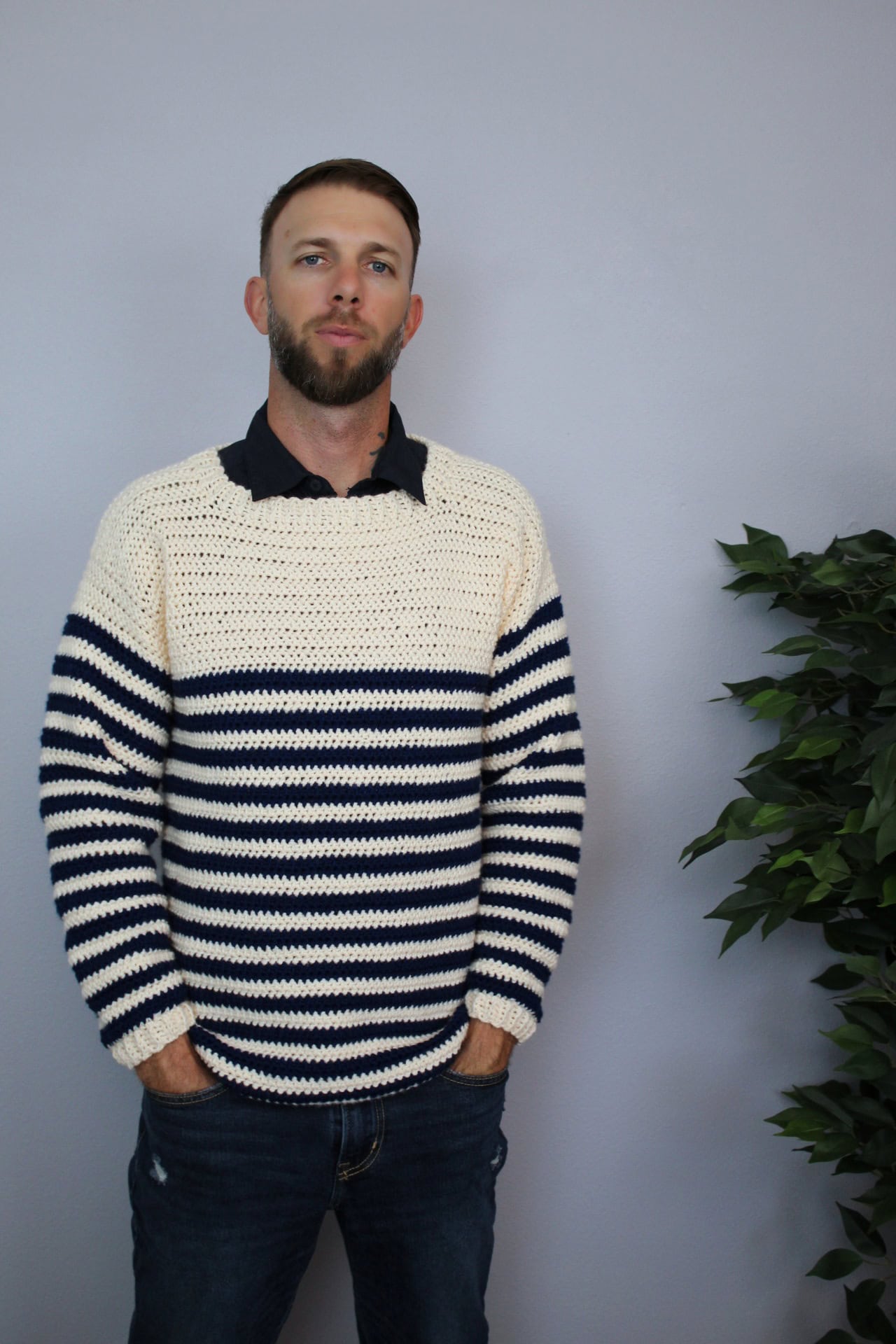 Men's Crochet Sweater Pattern- Upper Eastside Sweater