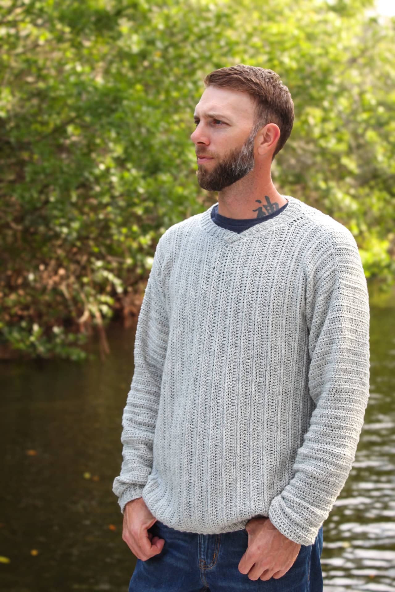 Men's V-Neck Crochet Sweater Pattern - Maxwell Sweater - Two Brothers ...