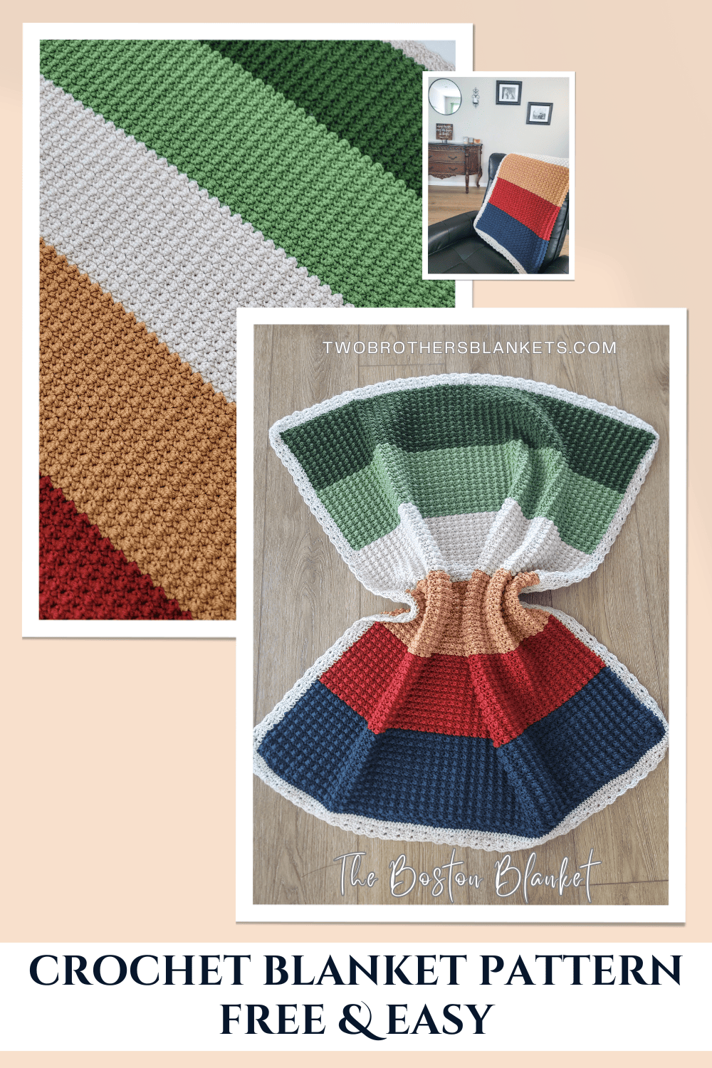 Crochet Blanket Pattern- Boston Blanket - Two Brothers Blankets