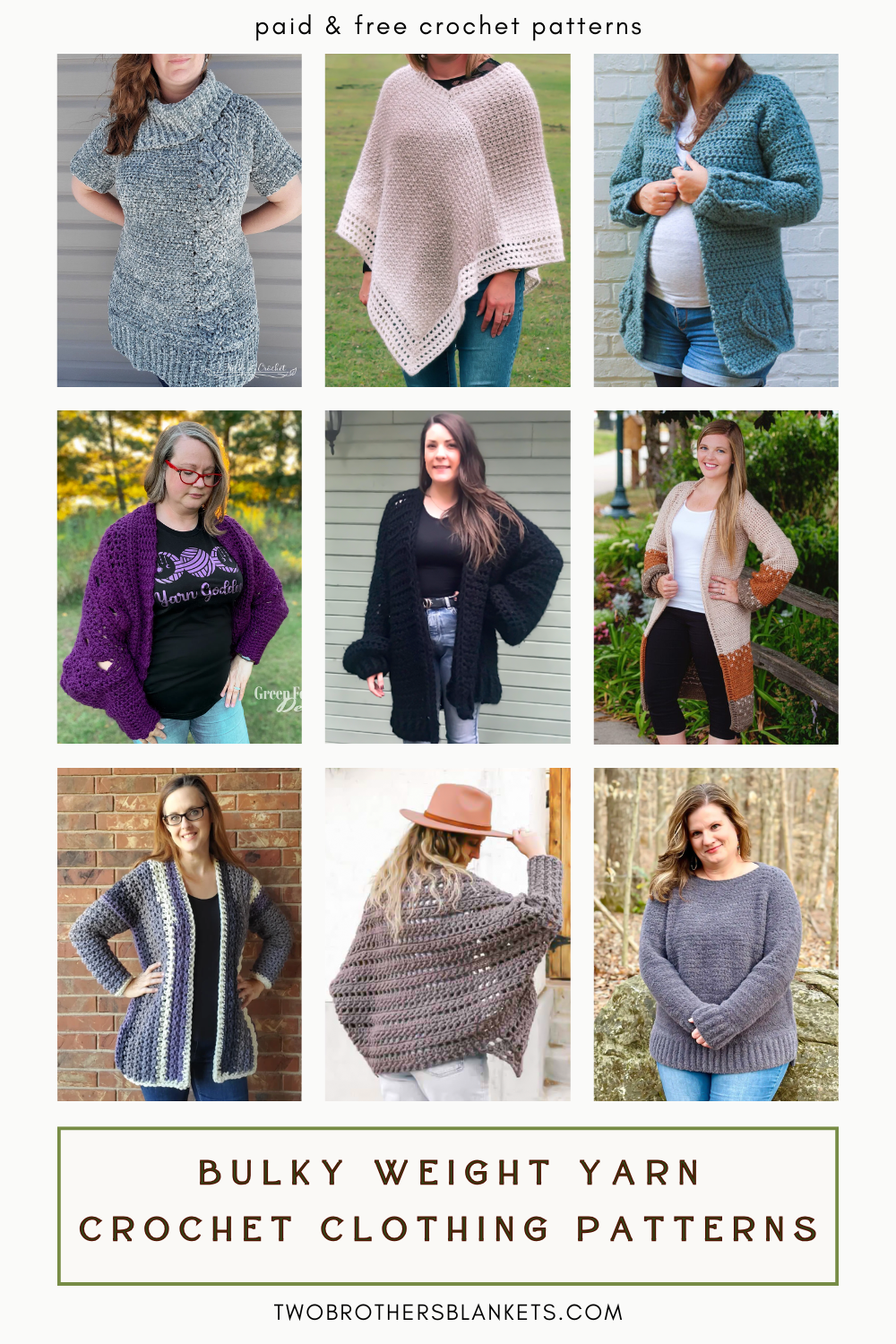 15 Bulky Weight Yarn Crochet Clothing Patterns - Two Brothers Blankets