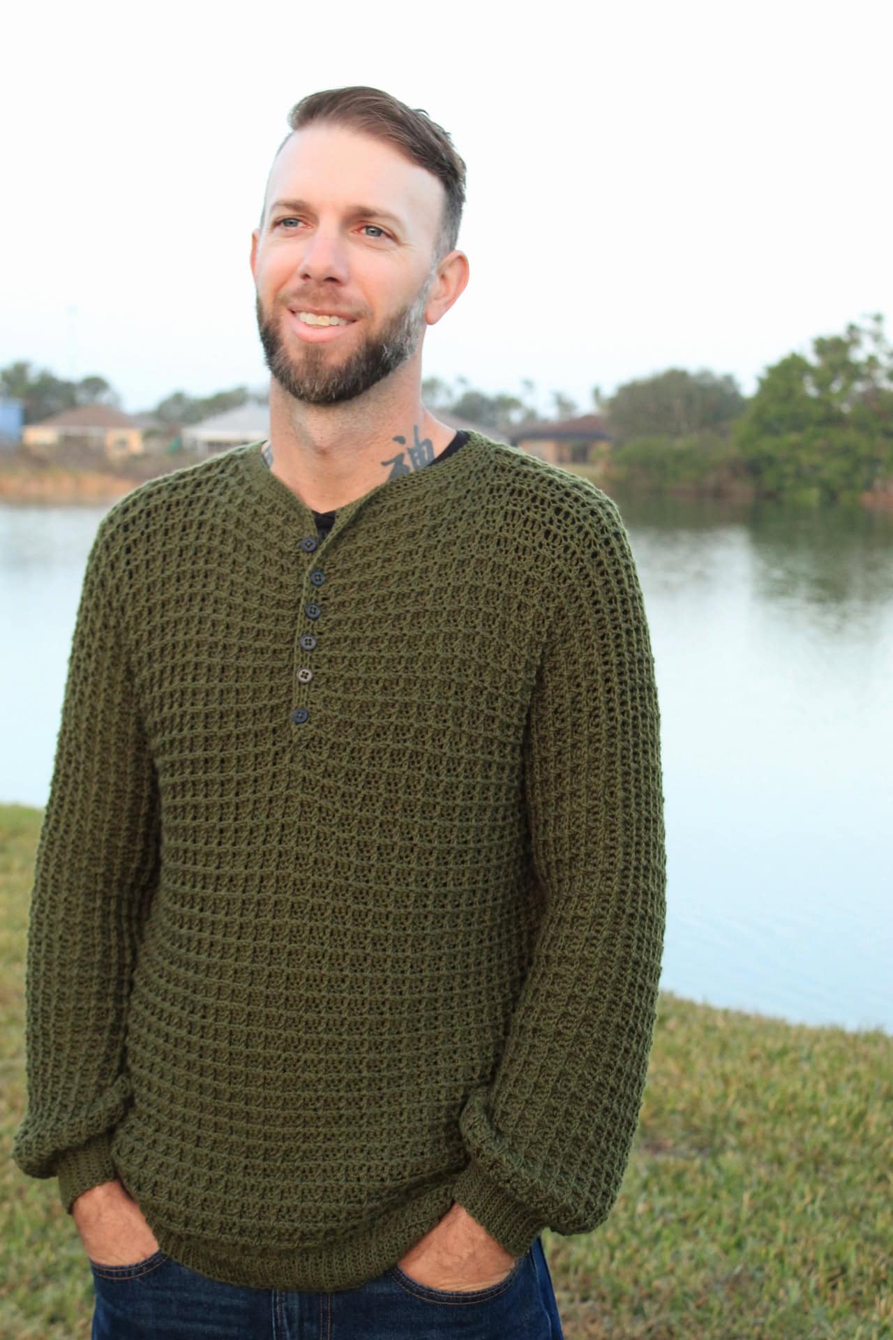Crochet Men's Sweater Pattern – Men's Apricity Henley - Two Brothers ...