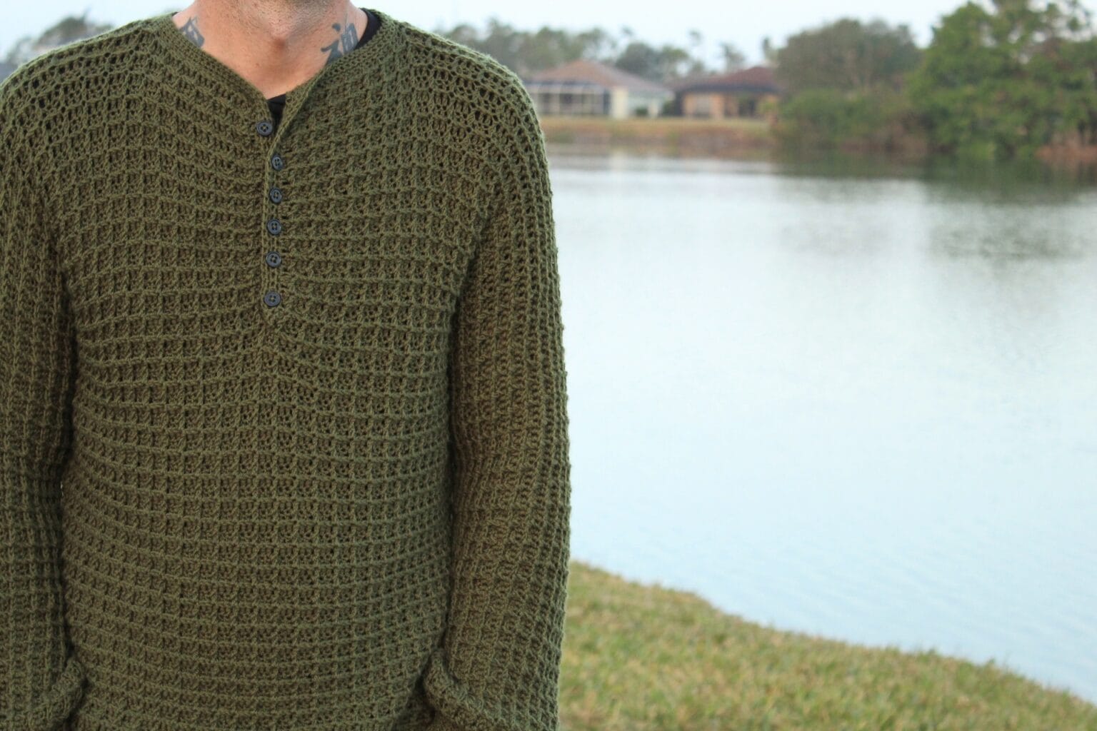Crochet Men's Sweater Pattern – Men's Apricity Henley - Two Brothers ...