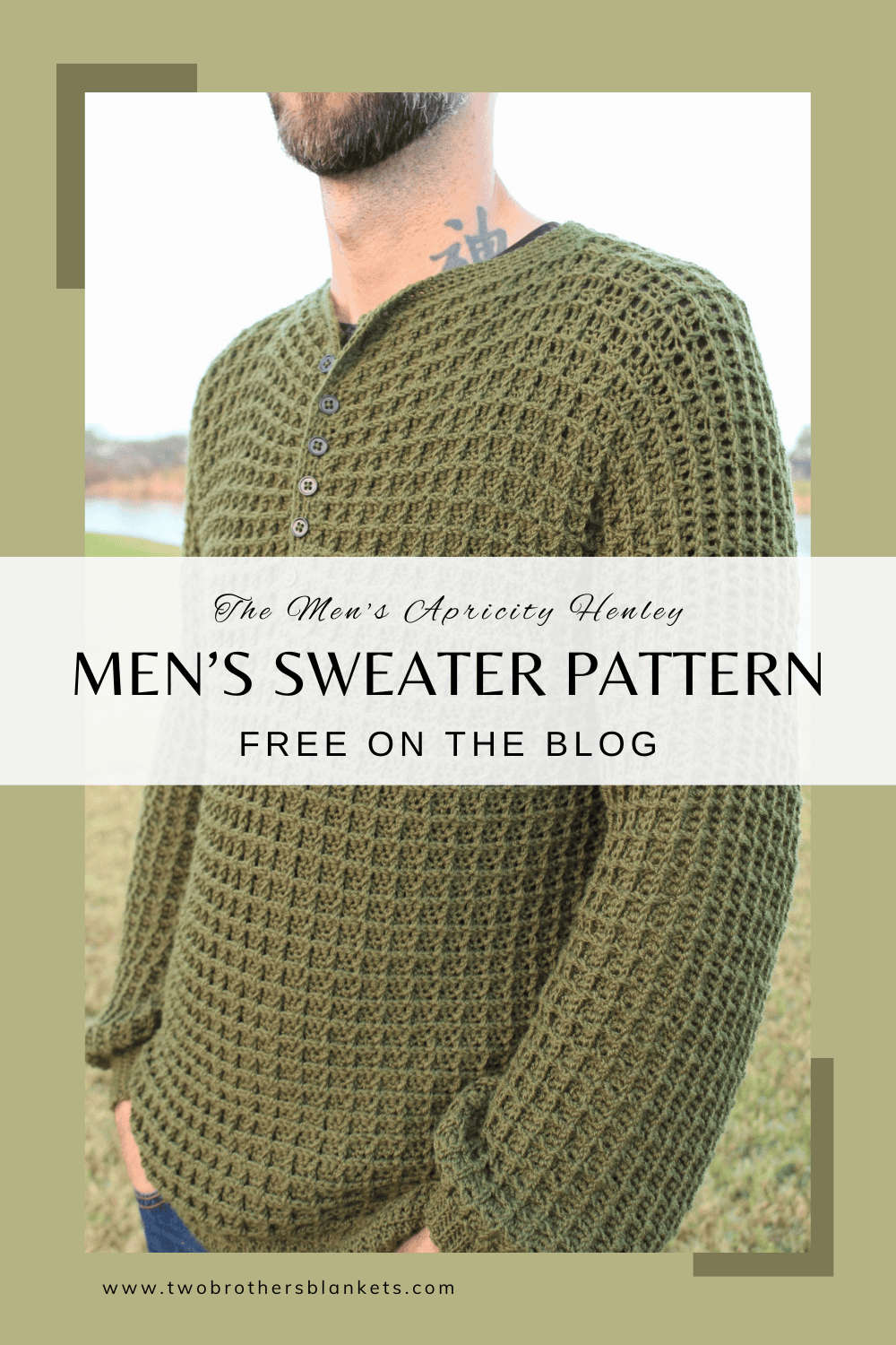 Crochet Men's Sweater Pattern – Men's Apricity Henley - Two Brothers ...